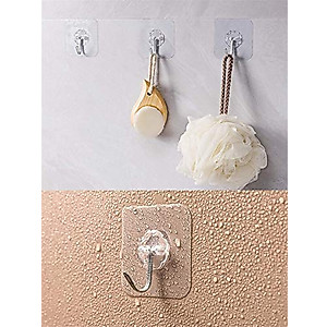 Adhesive Hooks Wall Hooks 14 lb(MAX), Nail Free Heavy Duty Hanger Utility Hooks for Bathroom and Kitchen 16 Packs