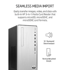 HP Pavilion Desktop PC, AMD Ryzen 5 4600G Processor 6-core with Radeon Graphics, 12 GB DDR4-3200 SDRAM, 512 GB HD - Windows 10 Home, Multi-Display Capable, 5.1 Surround Sound (TP01-1140)