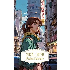 Pocket Calendar 2024-2026: Two-Year Monthly Planner for Purse , 36 Months from January 2024 to December 2026 | 1990s fantasy cyberpunk | Napoli Italian city