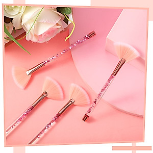 12 Pcs Fan Brushes for Facial Mask Brushes with Glitter Quicksand Handle Cosmetic Facial Fan Brushes Soft Facial Mask Brush Applicator Facial Peel Applicator Face Mask Tools with Pouch (Pink)