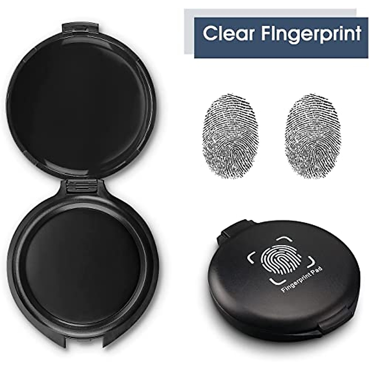 Fingerprint Ink Pad (Pack of 2) - Thumbprint Ink Pad for Notary Supplies Identification Security ID Fingerprint Cards Law Enforcement Fingerprint kit Black Ink pad Stamp pad huella dactilar