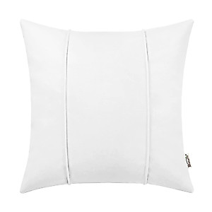 BRAWARM White Leather Throw Pillow Covers 12 X 20 Inches - Faux Leather Lumbar Pillow Cover with Piping, Hand Stitched Leather Throw Pillow for Couch Sofa Bed Living Room Home Decorative