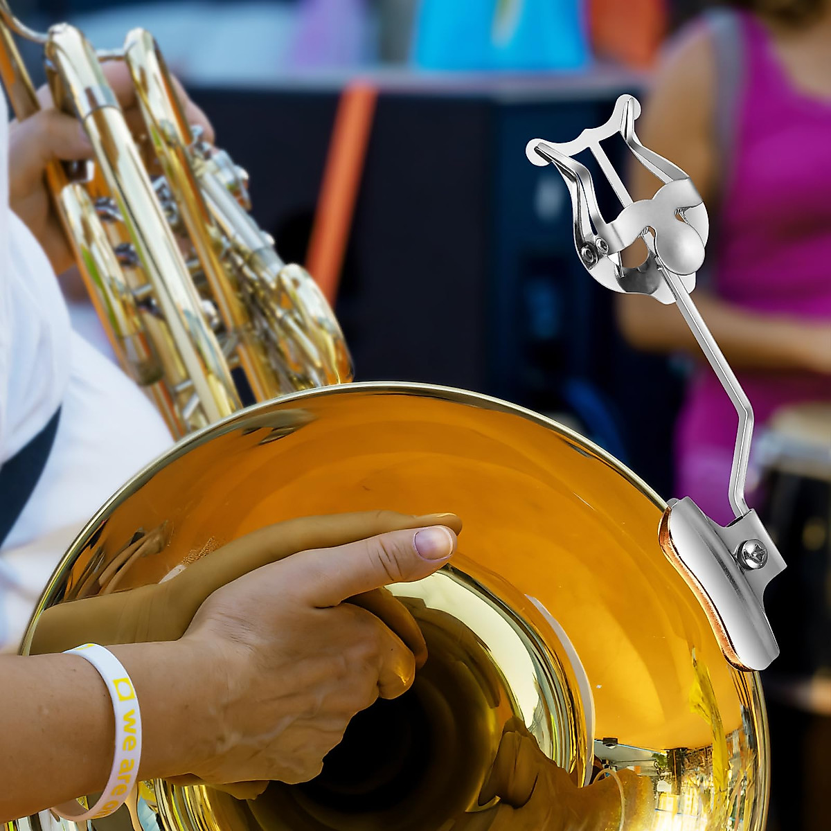 Trombone Lyre Sheet Music Holder Marching Lyre for Trombone, Metal Sheet Music Clip Clamp-On Holder, Wind Instrument Trumpet Sheet Music Stand