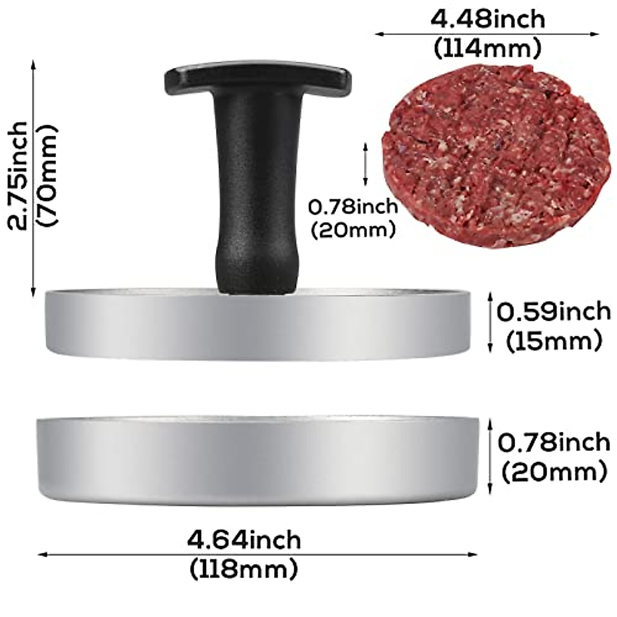 FAVIA Burger Press Patty Maker with 100 Wax Papers Set I Non-Stick Hamburger Meat Mold Ring for Beef Veggie Burger BBQ Barbecue Grill BPA Free Dishwasher Safe