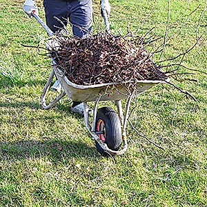 3.50-8" Wheelbarrow Tires with 5/8 Bearing, 3" Hub Universal Fit Wheelbarrow Wheel, 14.5 inch 3.50-8 Solid Rubber Tire Replacement for Wheel Barrel Cart Garden Wagon