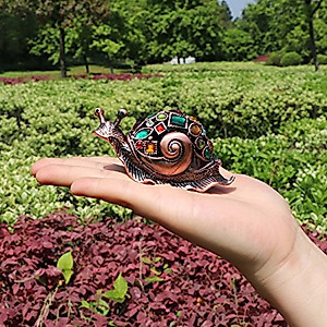 Waltz&F Bronze snail Figurine Collectible Hinged Trinket Box Bejeweled Hand-painted Ring Holder