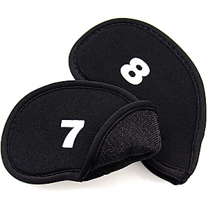 AUEAR, 11 Pack Golf Head Covers Black Neoprene Iron Putter Headcovers Set Fit All Brands