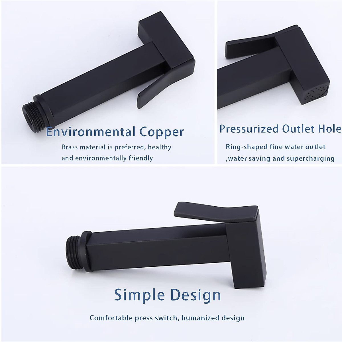 Black Handheld Bidet Toilet Sprayer,Brass Cloth Diaper Sprayer for Toilet with Hot And Cold Water, Wall Mounted Bidet Attachment for Toilet,B