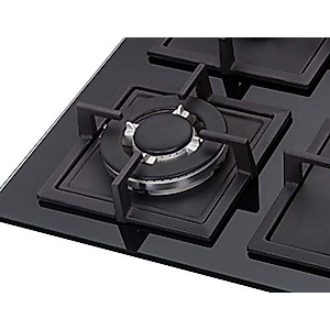 K&H 4 Burner 24 Inch Built-in LPG/Propane Gas Stove Top Glass Surface Cast Iron Cooktop UL/ETL Certified 4-GCW-LPG