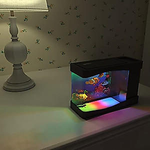 Playlearn Mini Aquarium Artificial Fish Tank with Moving Fish – USB/Battery Powered – Fake Aquarium Toy Fish Tank with 3 Fake Fish