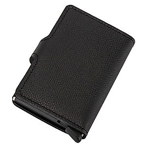 SECRID - Men Mini Wallet Genuine Original Leather RFID Safe Card Case for max 12 cards (Crisple Black)