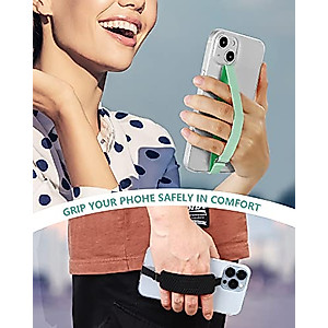 Phone Loop, CISID 3 Pcs Silicone Phone Grip Strap with Stand Reusable Cell Phone Holder for Hand Phone Finger Holder for Most Phone Cases (Black, Pink, Green, 210mm)