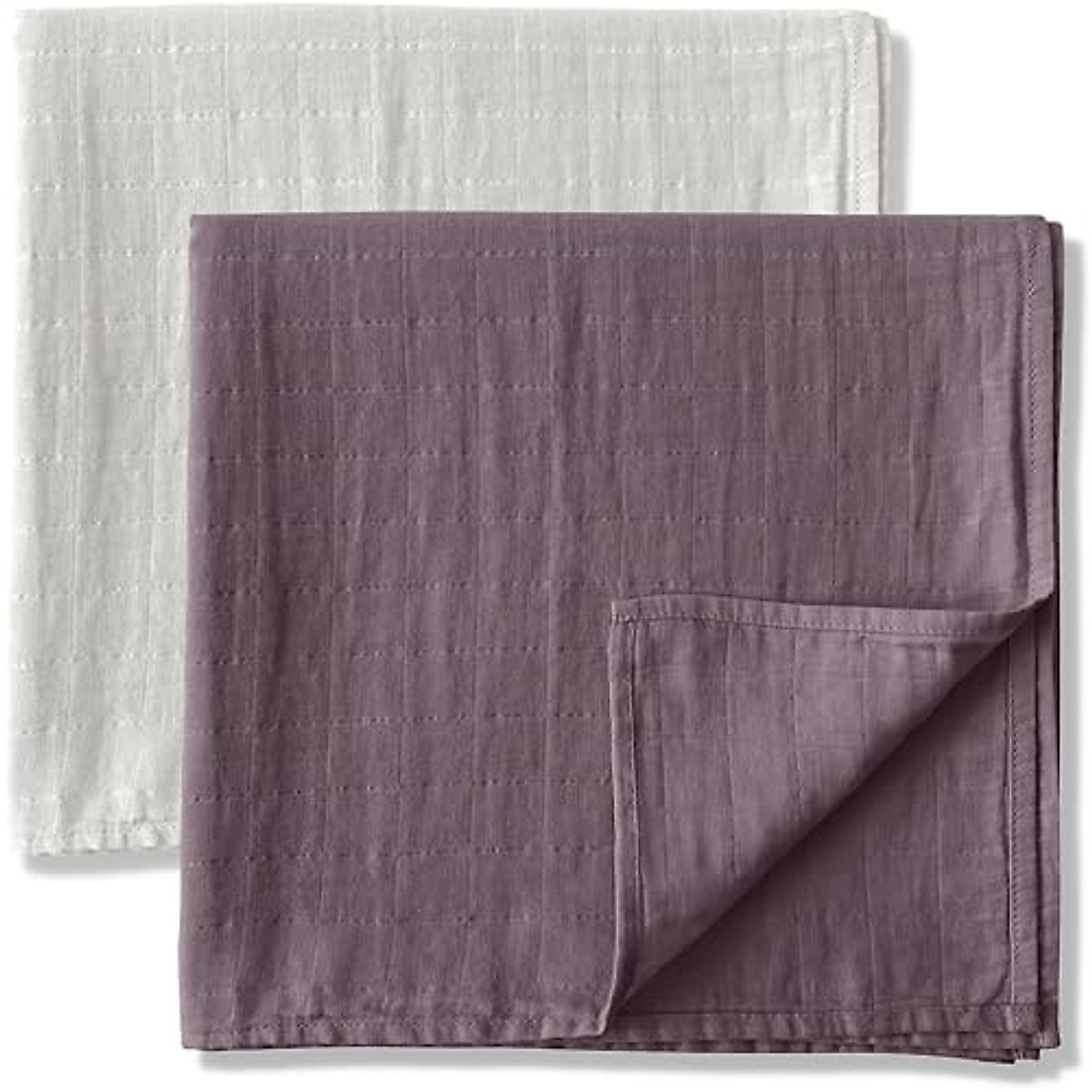 MOZAH Organic Muslin Swaddle Blankets - Set of 2 Large Soft Baby Blankets for Girls and for Boys 47 x 47 inches - Newborn Swaddle Baby Receiving Blankets Swaddling Wrap (Charcoal and Grey)