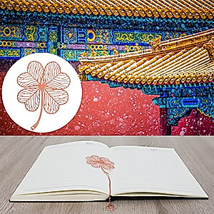 4 Pack Vintage Metal Bookmarks with Pendant, Gift Bookmark, Golden Hollow Bookmark, Metal Leaf Bookmark, Metal Openwork Bookmark, Four-Leaf Clover + Almond Leaf + Maple Leaf + Lotus Flower (Rose Gold)