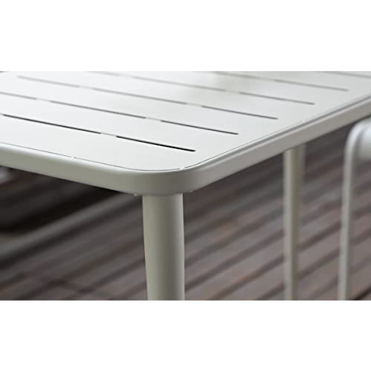 Lisuden Patio Bistro Metal Dining Table, Outdoor Steel Square Table for 4 Person, 47.2" Lx23.6 Wx30 H, Furniture Table for Backyard, Garden, Lawn and Porch (White)