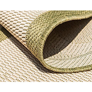 Unique Loom Outdoor Trellis Collection Area Rug - Moroccan (7' 1" x 10' Rectangle, Beige and Olive/ Beige)