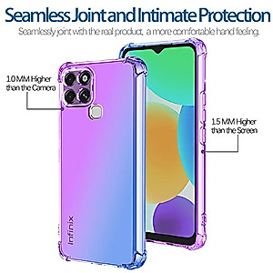 KOARWVC Case for Infinix Smart 6 Case,Smart 6 HD X6511 Case, Crystal Clear Case Gradient Slim Anti Scratch TPU Shockproof Protective Phone Cases Cover for Infinix Smart 6 (Purple/Blue)