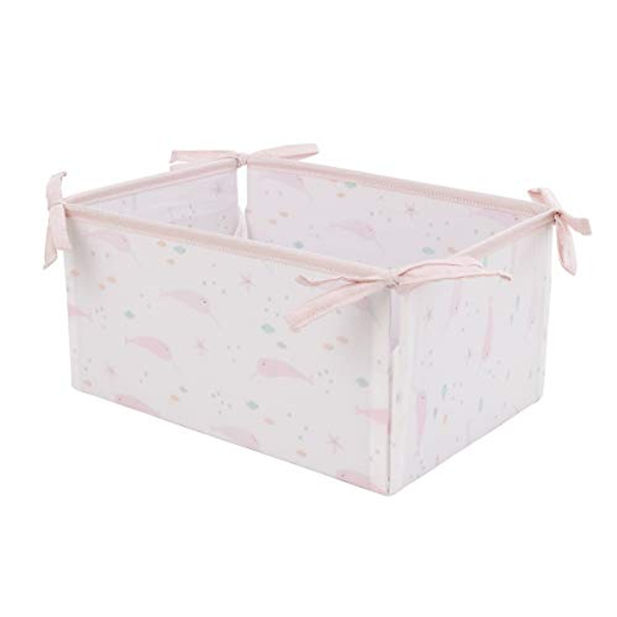 NoJo Under The Sea Whimsy Pink and Blue Whales and Narwhals 4 Piece Crib Bedding Set - Comforter, Fitted Crib Sheet, Dust Ruffle and Storage Bin