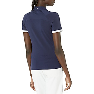 Callaway Women's Swingtech Asymmetrical Color Block Short Sleeve Golf Polo Shirt, Peacoat, Medium