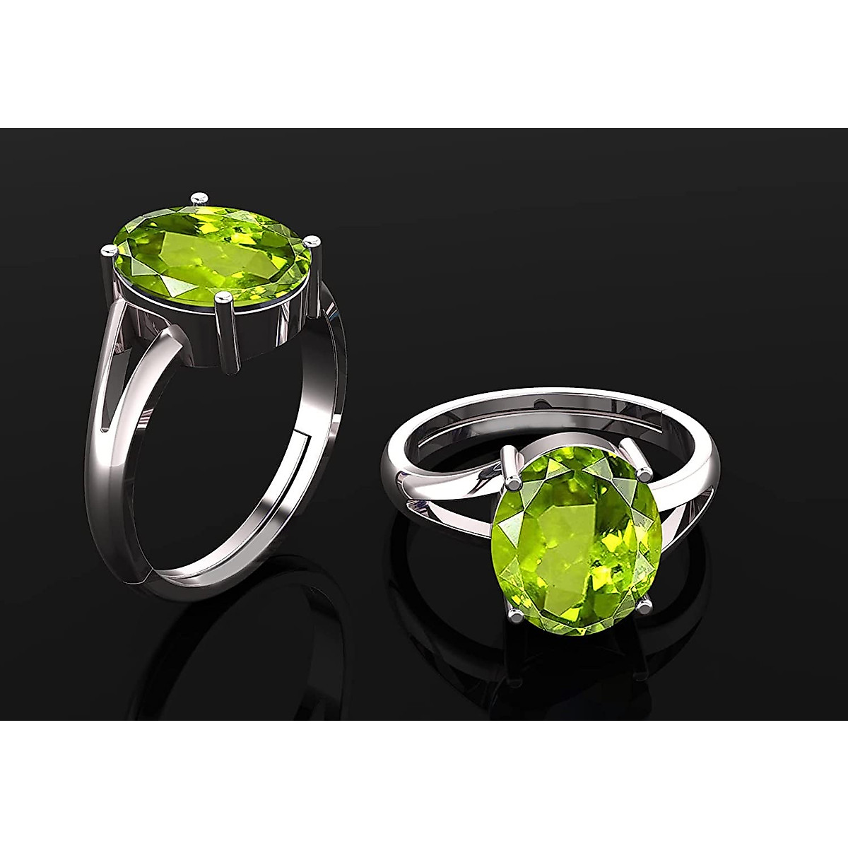 LMDPRAJAPATIS Natural Peridot Certified Jewelry Gifts Ring 5.25 Rati / 4.25 Carat Astrological Birthstone 925 Sterling Silver adjustable Ring For Men Or Women