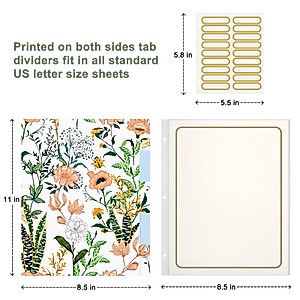 Rouidr 3 Ring Binder with clipboard, 1 inch 8.5 x 11 in Letter Size View Binders Organizer with Dividers Tabs & Clear Sleeves, School Supplies, Office Supplies, Cute Flower