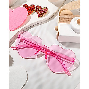 Chicpop Heart Shaped Sunglasses Candy Color Rimless Fun Heart Sunglasses for Women Men Party Favors