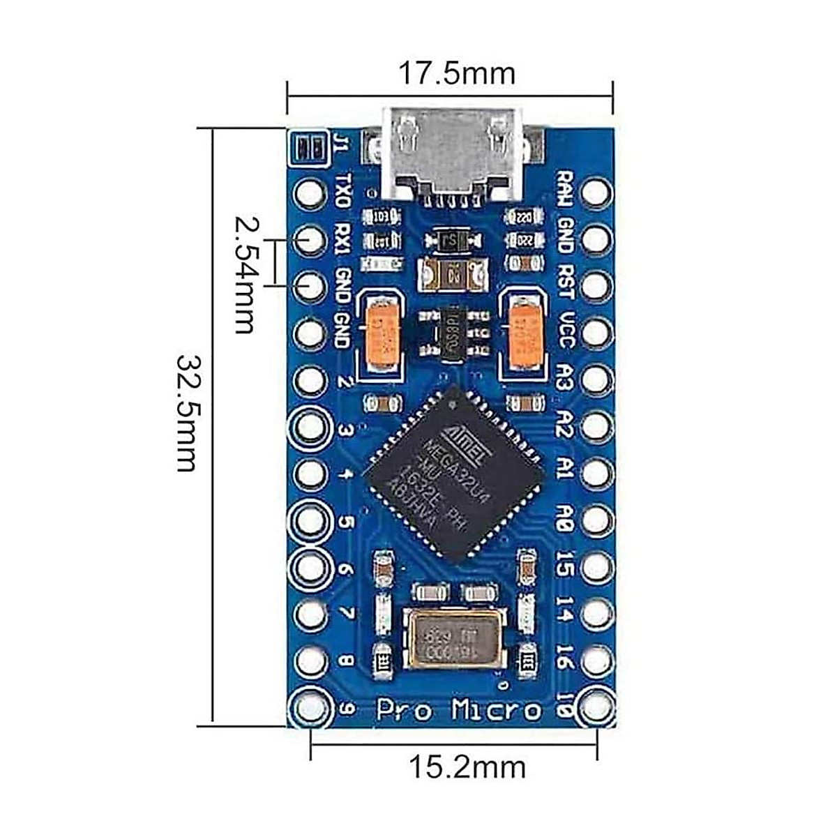 diymore Arduino Pro Micro 16MHz 5V with 2-Row Pins Header Module Board ATmega32U4 Module Board Micro USB Pro Micro Development Board Microcontroller