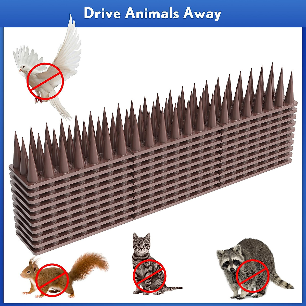 Bird Spikes,20 Pack Bird Deterrent Spikes for Outside,Bird Spikes for Outside Used Outdoors to Repel Birds, Squirrels, and Raccoons. Deterrents Used on Fences, Roofs, and Walls to Keep Birds Away
