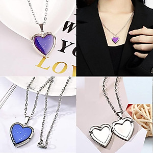 Mood Necklace Love Heart Change Color Emotional Feeling Adjustable Size Mood Rings 3pcs (3 pcs)
