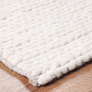 Superior Hand-Braided Wool Indoor Large Area Rug, Rustic Style, Home Floor Decor for Living Room, Kitchen, Dining, Bedroom, Dorm, Office, Nursery, Cotton Backing, Aero Collection, Off White, 4' x 6'
