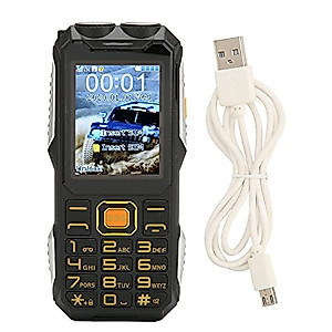 Septpenta 2G Unlocked Phone, 2.4in HD Screen Dual SIM Big Button 0.3MP Voice Changing Function Multifunctional Cell Phone, 16800mAh SOS Function Dual LED Big Flashlight for Seniors(Black)