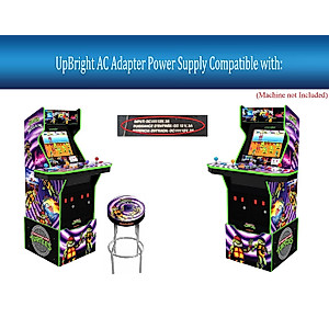 UpBright 12V AC/DC Adapter Compatible with Arcade1Up Model 7633 TMN-A-01249 Teenage Mutant Ninja Turtles TMNT Home Cabinet Game Machine Arcade 1up DC12V 3A 12VDC Power Supply Cord Battery Charger PSU