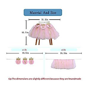 Tutu Highchair Banner for 1st Birthday - Princess 1st Birthday Party,Pink Tutu Skirt Photo Booth Props and Backdrop Cake Smash, Best Princess Birthday Party Supplies for Baby Girl