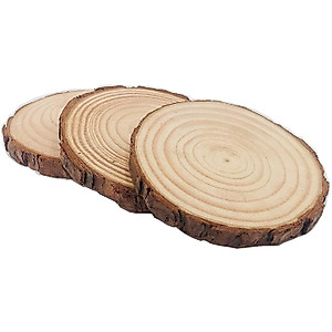 Unfinished Natural with Tree Bark Wood Slices 10 Pcs 4.2-4.7 inch Disc Coasters Wood Coaster Pieces Craft Wood kit Circles Crafts Christmas Ornaments DIY Crafts with Bark for Crafts Rustic Wedding