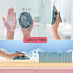 Soft Silicone Body Cleansing Brush Shower Scrubber, Gentle Exfoliating and Massage for All Kinds of Skin (Dark Green)