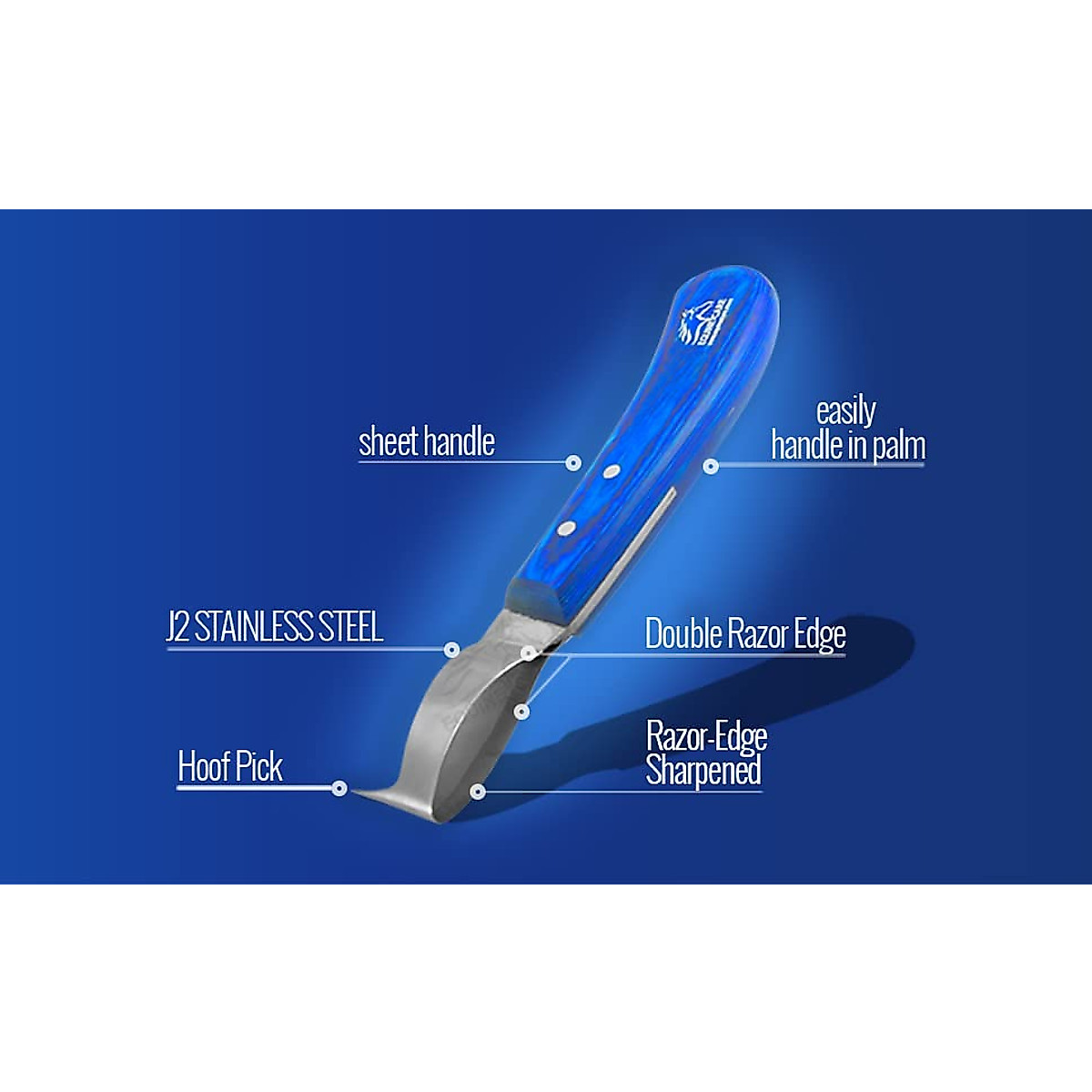 Equine Care Razor Edge Hoof Knife Sharpened Stainless Steel Blade and Sheet Handle Loop Knife (With Hoof Pick) Farrier Tools.