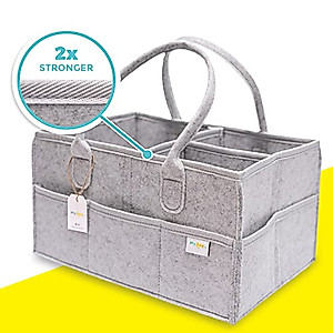 MyJoyUSA Baby Diaper Caddy Organizer - Premium Storage For Nursery Essentials Change Diapers Car And Table Hold 30+, Bright grey