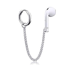 Mansheng 1 Pair Creative Earring Strap Wireless Earphone Holder Connector Unisex Anti-Lost Stainless Steel Earring for AirPods Compatible with 2&1 3/Pro-Style 6#