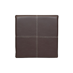 Otto & Ben Folding Box Chest with Memory Foam Seat, Stitch Faux Leather Small Ottomans Bench Foot Rest Stool, 15 Inch, Brown