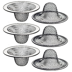 6 Pack - 2.125" Top / 1" Basket- Mesh Sink Drain Strainer Hair Catcher for Bathroom Sink, Utility, Slop, Laundry, RV and Lavatory