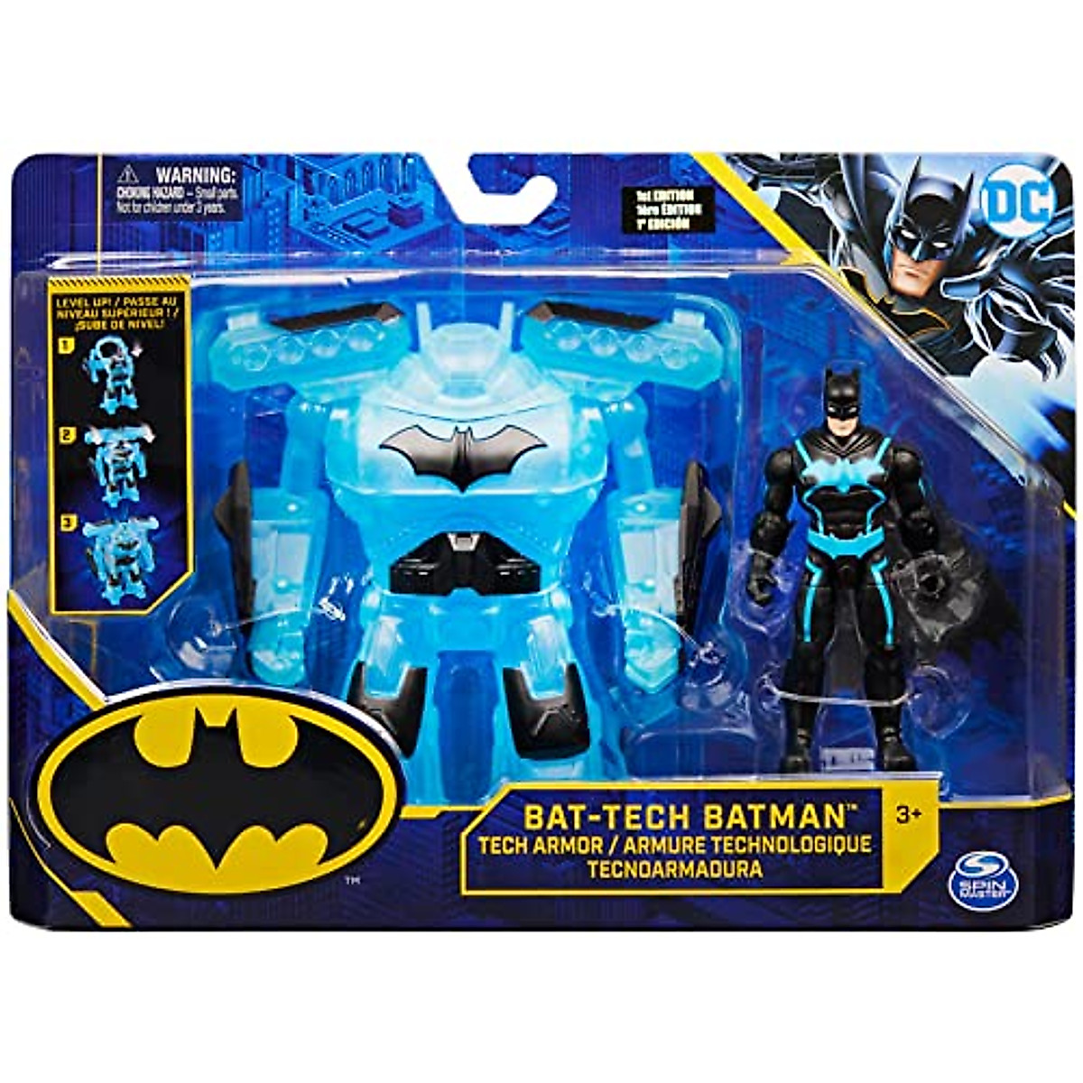 DC Comics Batman Bat-Tech 4-inch Deluxe Action Figure with Transforming Tech Armor, Kids Toys for Boys Aged 4 and up