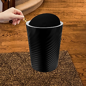 ABOOFAN Trash Can with Swing Lid 10L Plastic Wastebasket Garbage Container Waste Bin for Kitchen Bathroom Bedroom Office Under Desk