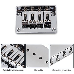 Hardtail Bridge, 4-string Fixed Bridge Replacement Parts for Cigarbox Electric Guitars Ukulele (Silver) 4 String Guitar Bridge 4 String Fixed Bridge
