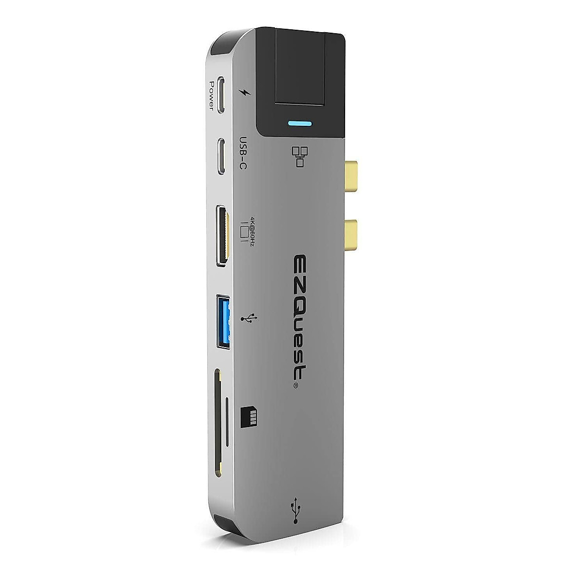 EZQuest USB C Hub - 8 in 2 USB C Docking Station - HDMI 4K 60Hz, Ethernet, Thunderbolt 3-40Gb/s with 100W USB-C 3.0 PD (FRS), 1X USB-C 10Gbs, 2X USB 3.0 Ports, SD & Micro SD - for MacBook Pro and Air