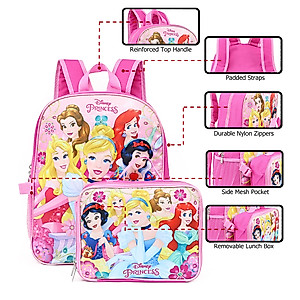 Princess Girl's 16" Backpack W/Detachable Lunch Box