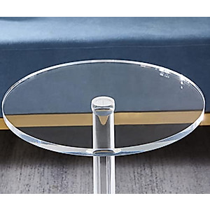 ACRYLCASE Clear Lucite Acrylic Round End Table Pedestal Side Table Furniture (15.7x15.7x23.6''H)