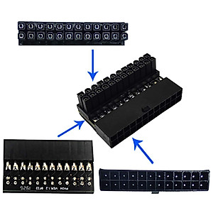 COMeap 24 Pin 90 Degree Adapter, ATX 24 Pin Male to Female L Turn Right Angle Power Adapter Board for Desktop Motherboard PC Power Supply (2-Pack)