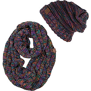 Funky Junque Oversized Beanie Matching Scarf Set Bundle - Kaleidoscope 4#32