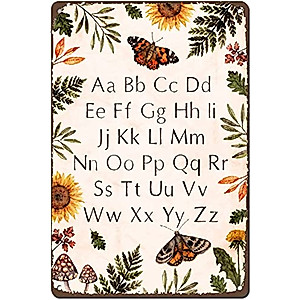 Graman Vintage Wall Decor Alphabet Art,Nature,Educational Poster,Nursery,Kids Rooms,ABC,Alphabet Retro Tin Signs,Kitchen Decor Vintage Metal Tin Sign,Wall Decor for Bars,Cafes,Home Beer 12X8 Inch