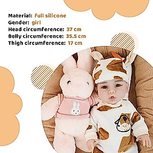 CUAIBB 18.5 Inch Realistic Silicone Doll, Newborn Reborn Baby Doll Full Silicone Body with Clothes, Look Real Like Reborn Baby Dolls Lifelike - Girl Open-Eyes Full Silicone